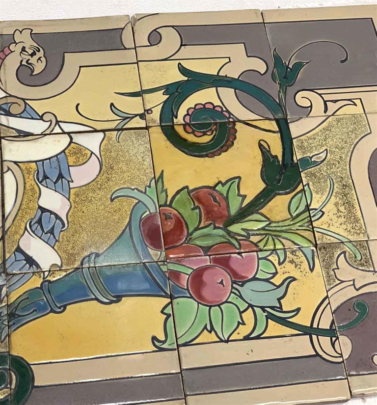 1940s Colorful Ornate Floor Mural Tile Set For Sale at 1stDibs