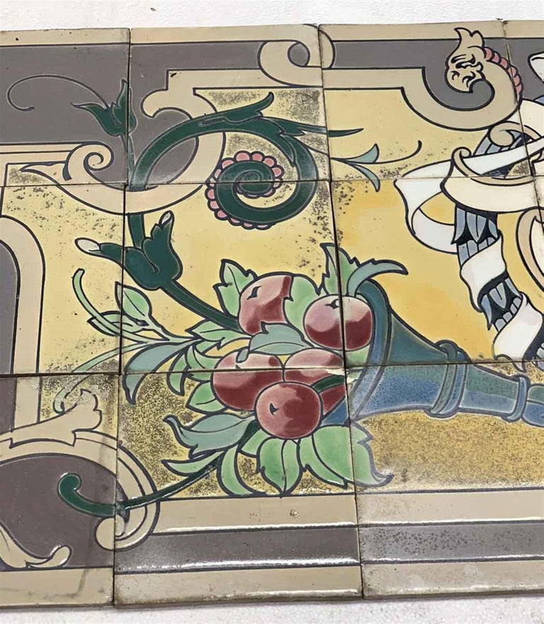 1940s Colorful Ornate Floor Mural Tile Set For Sale at 1stDibs
