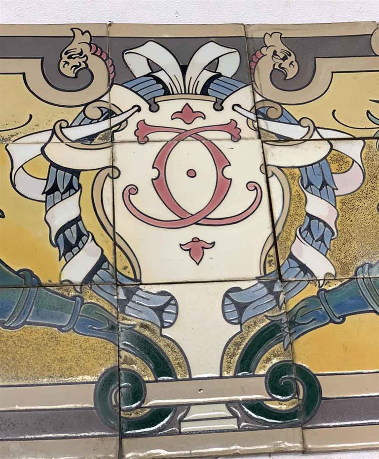 1940s Colorful Ornate Floor Mural Tile Set For Sale at 1stDibs