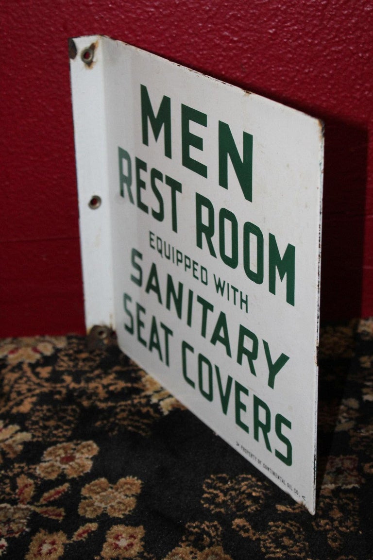 1940s Conoco Restroom Set Porcelain Flange Sign For Sale at 1stDibs
