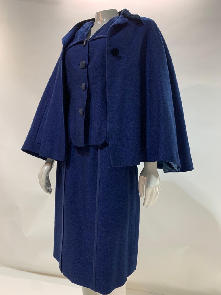 1940s Creed of London Finely Tailored Couture Royal Blue Skirt Suit w ...