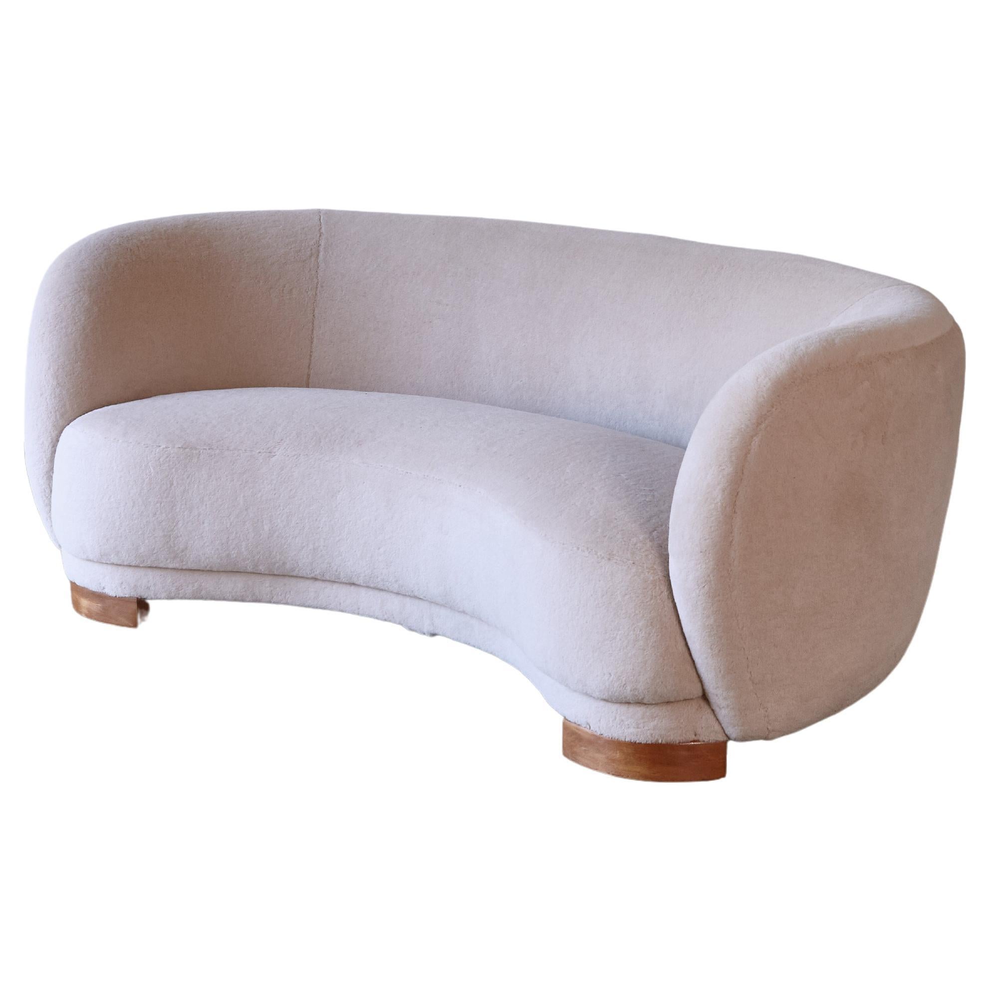 Art Deco Shell Back Sofa, Newly Upholstered at 1stDibs