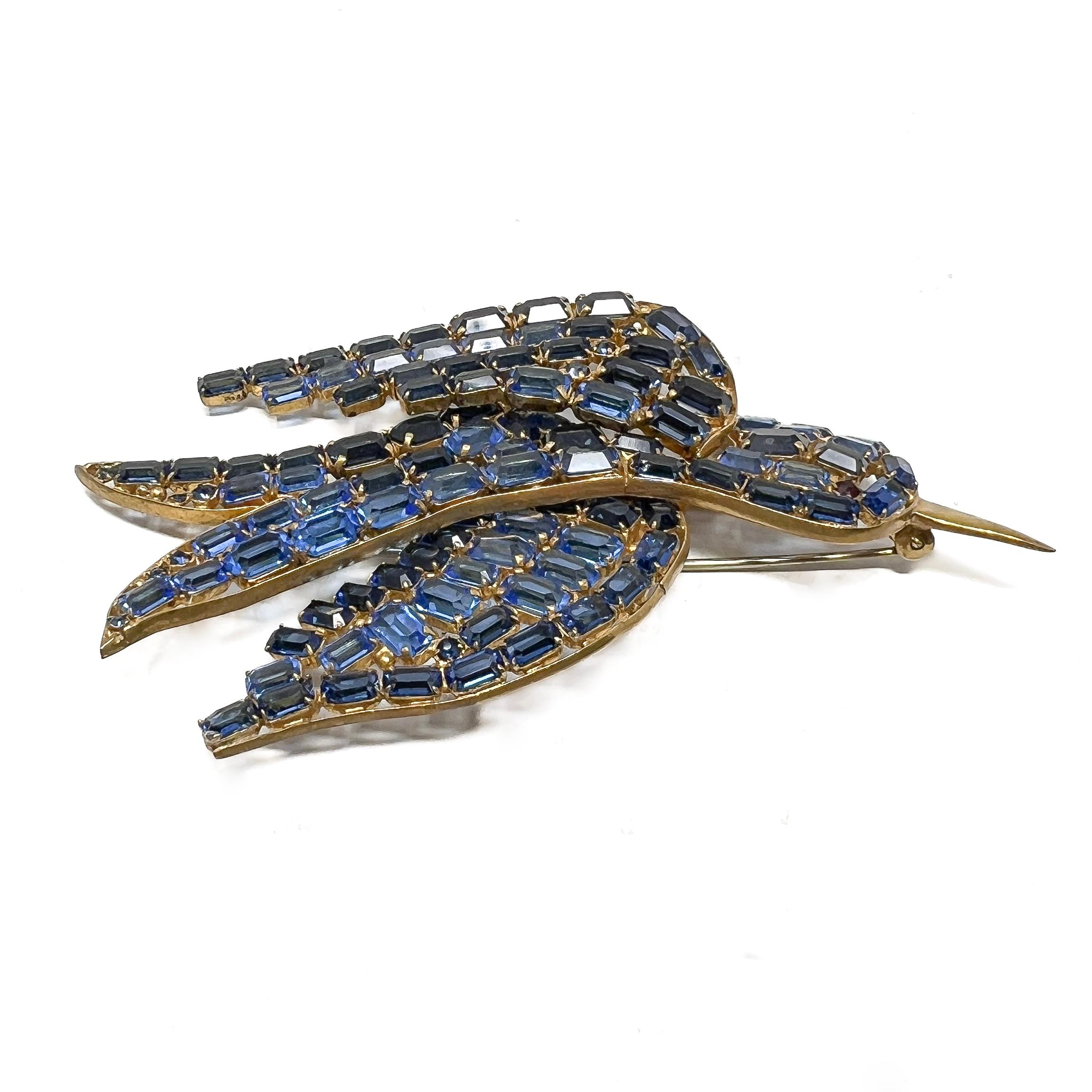 1940s Czechoslovakian Vintage Rhinestone Bluebird Brooch at 1stDibs