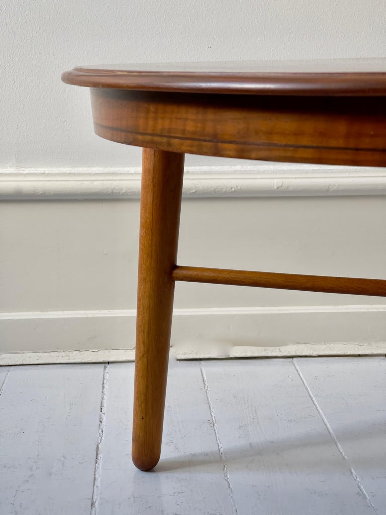 1940s Danish Modern Coffee Table in Solid Nut Wood, Beech and Inlays of ebony. For Sale at 1stDibs