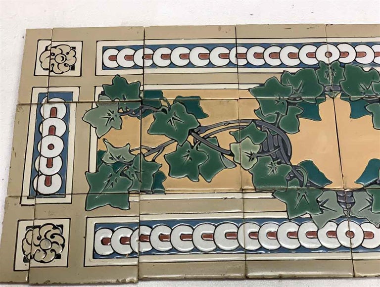 1940s Decorative Leafy Mural Floor Tile Set For Sale at 1stDibs