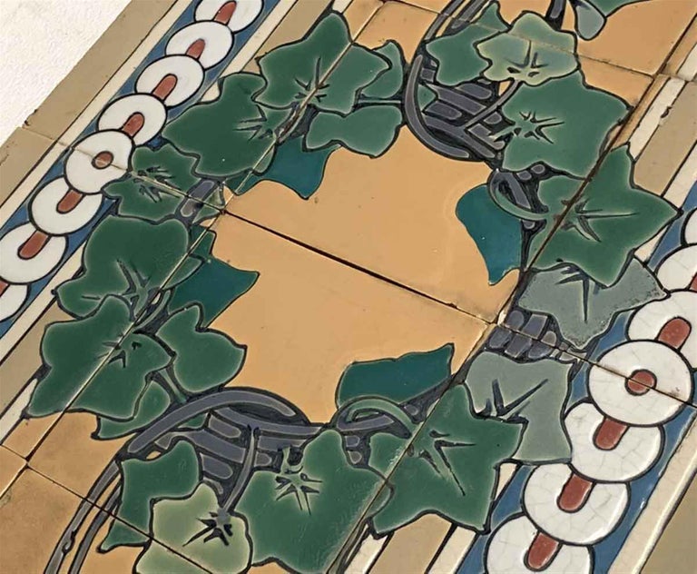 1940s Decorative Leafy Mural Floor Tile Set For Sale at 1stDibs