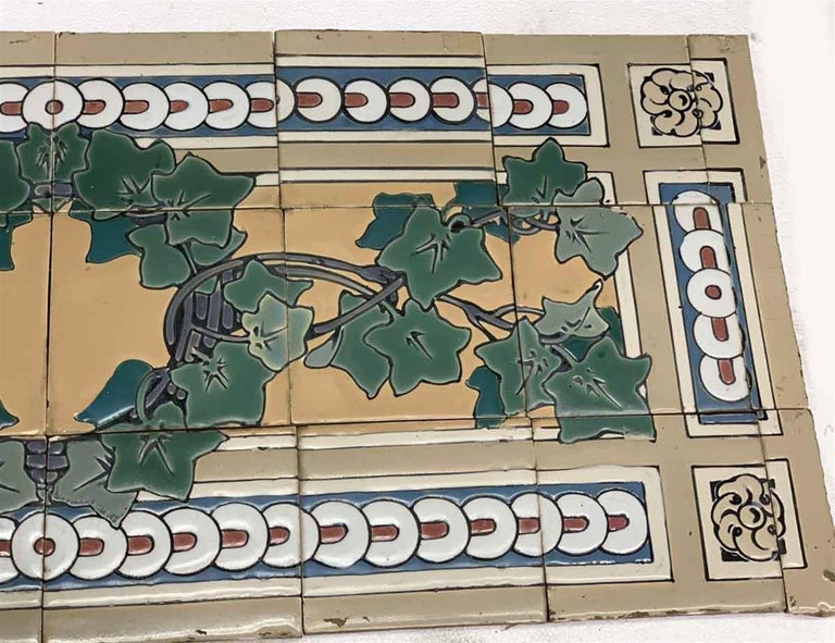 1940s Decorative Leafy Mural Floor Tile Set For Sale at 1stDibs