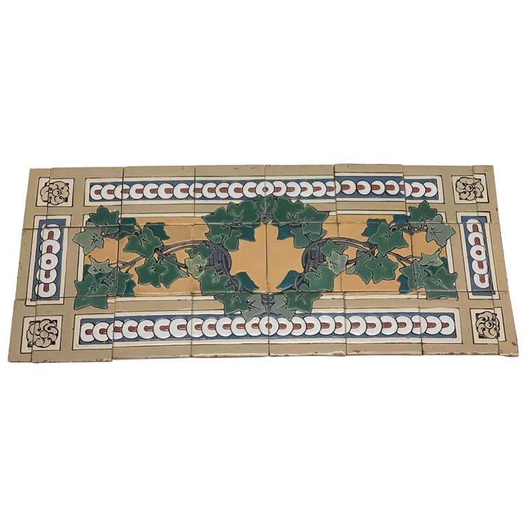 1940s Decorative Leafy Mural Floor Tile Set For Sale at 1stDibs