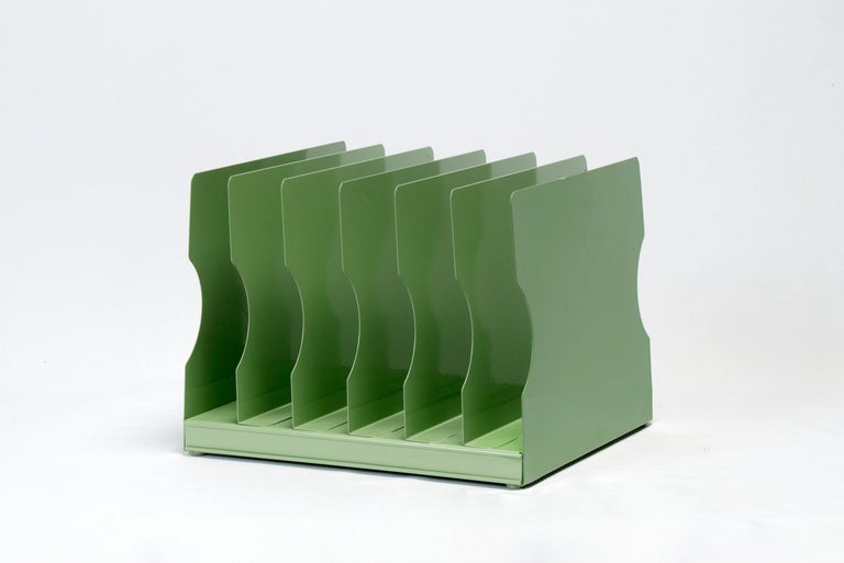 1940s Desktop Memo/ File Holder, Refinished in Sage Green at 1stDibs