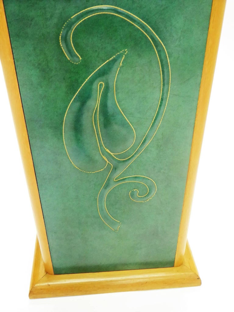 Modern Deco 1940s Edward Stoll Cerused Oak, Glass and Leatherette Side ...