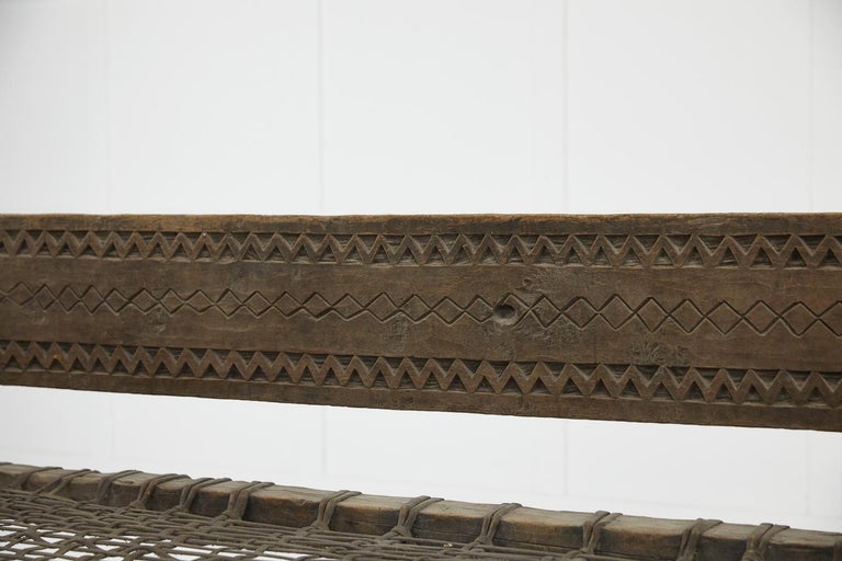 1940s Ethiopian Bench with Woven Leather Seat at 1stDibs