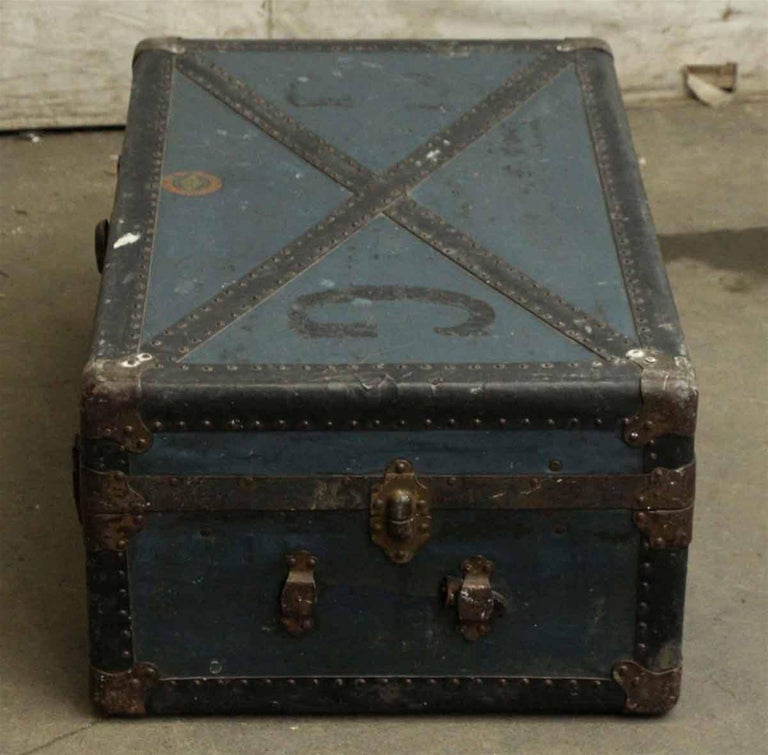 1940s European Blue Vintage Trunk For Sale at 1stDibs | 1940s trunk