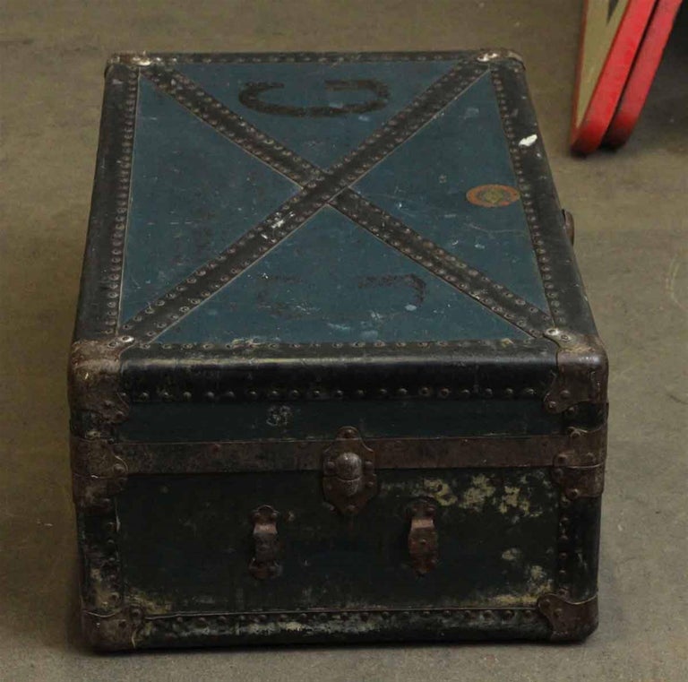 1940s European Blue Vintage Trunk For Sale at 1stDibs | 1940s trunk