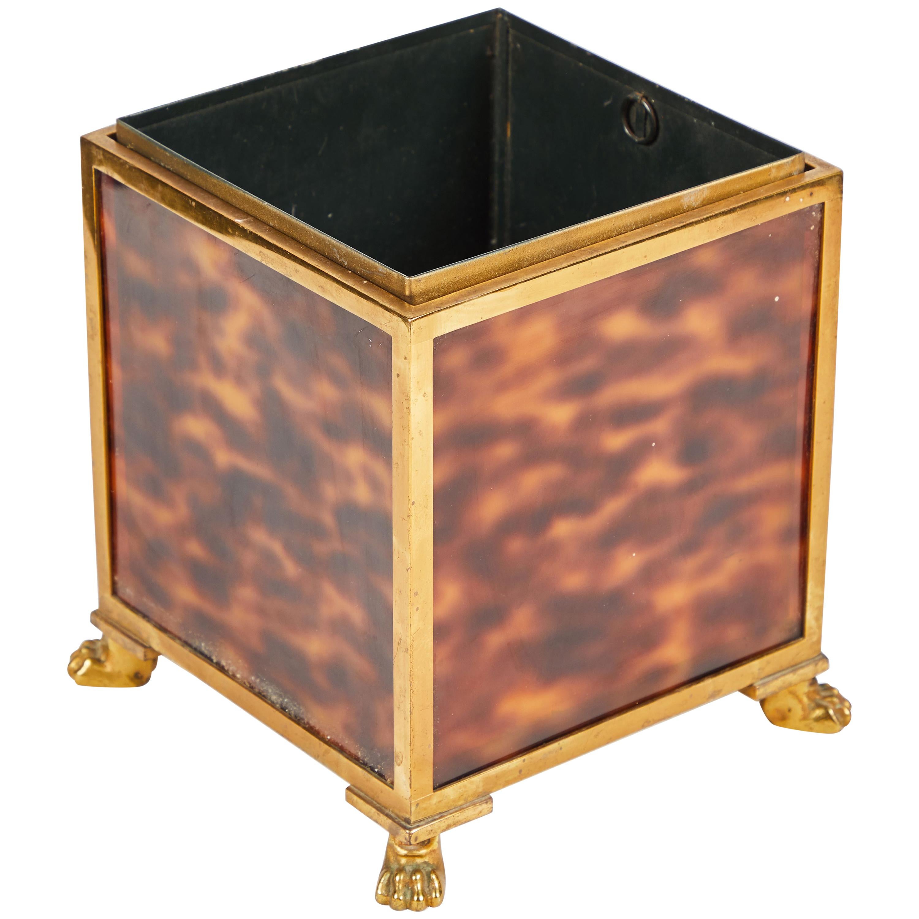 1940s Faux Tortoise Bronze Cube Planter from France. at 1stDibs