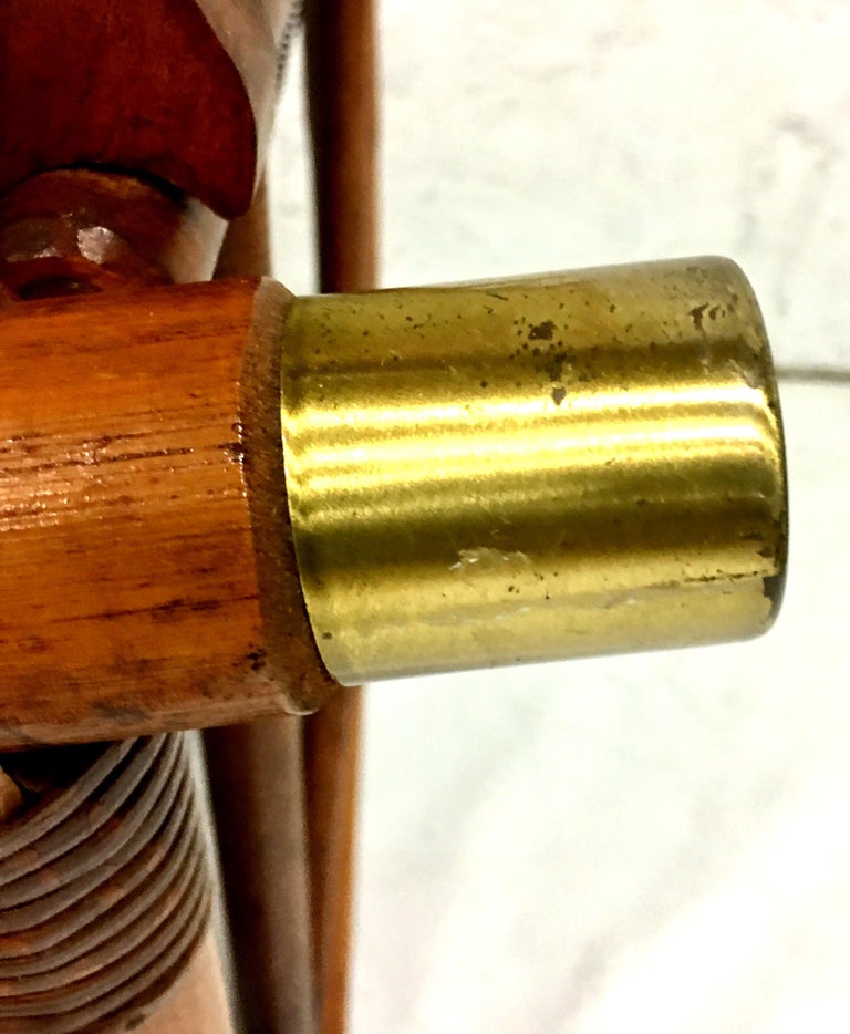 1940s Ficks Reed Campaign Style Rattan Reed, Brass Recliner Armchair ...