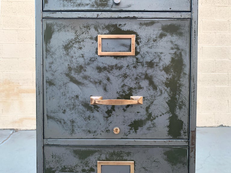 1940s File Cabinet with Distressed Finish, 4-Drawer Tall at 1stDibs