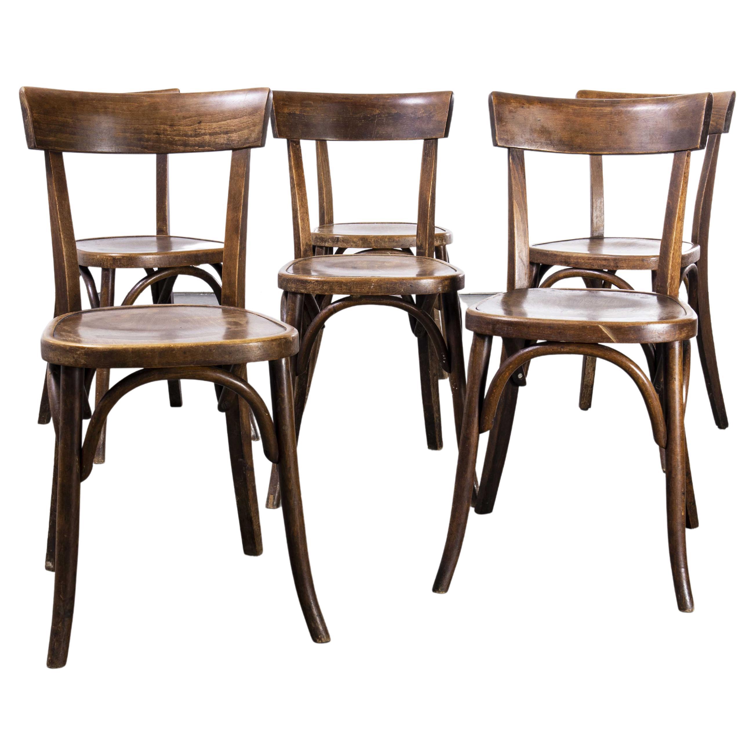 Set 6 French Art Deco Dark Walnut Dining Chairs, circa 1940's at 1stDibs