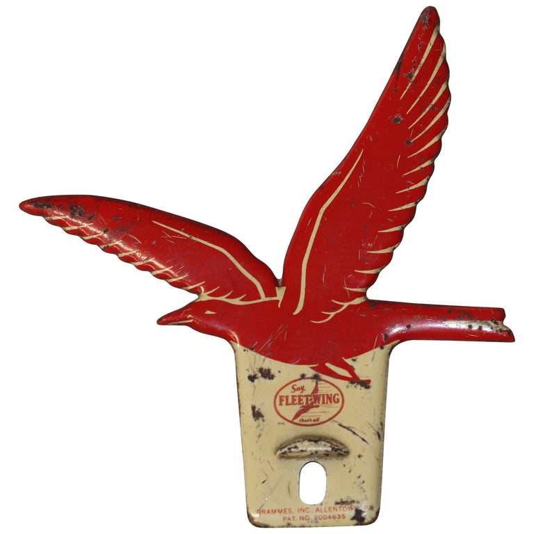 1940s Fleet Wing Oil Gas Die Cut License Plate Topper For Sale at 1stDibs