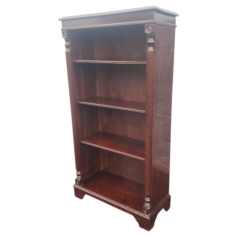 1940s Frankson Furniture Mahogany Chippendale 4-Tier Narrow Bookcase ...