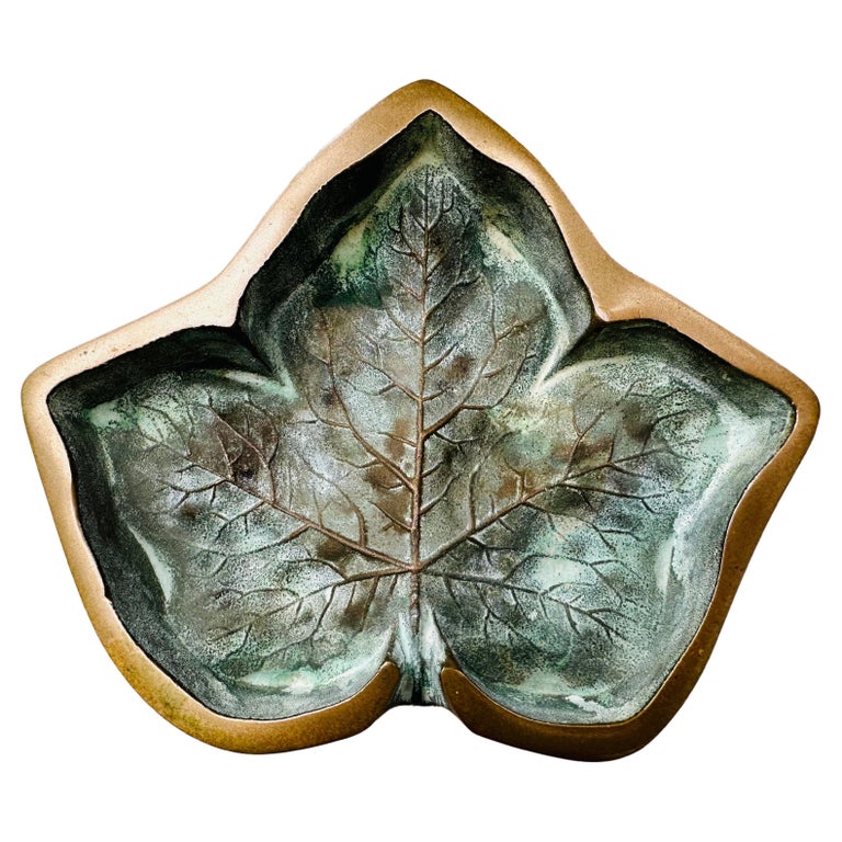 1940s French Art Deco Brutalist Bronze Plane Tree Leaf Ashtray ...