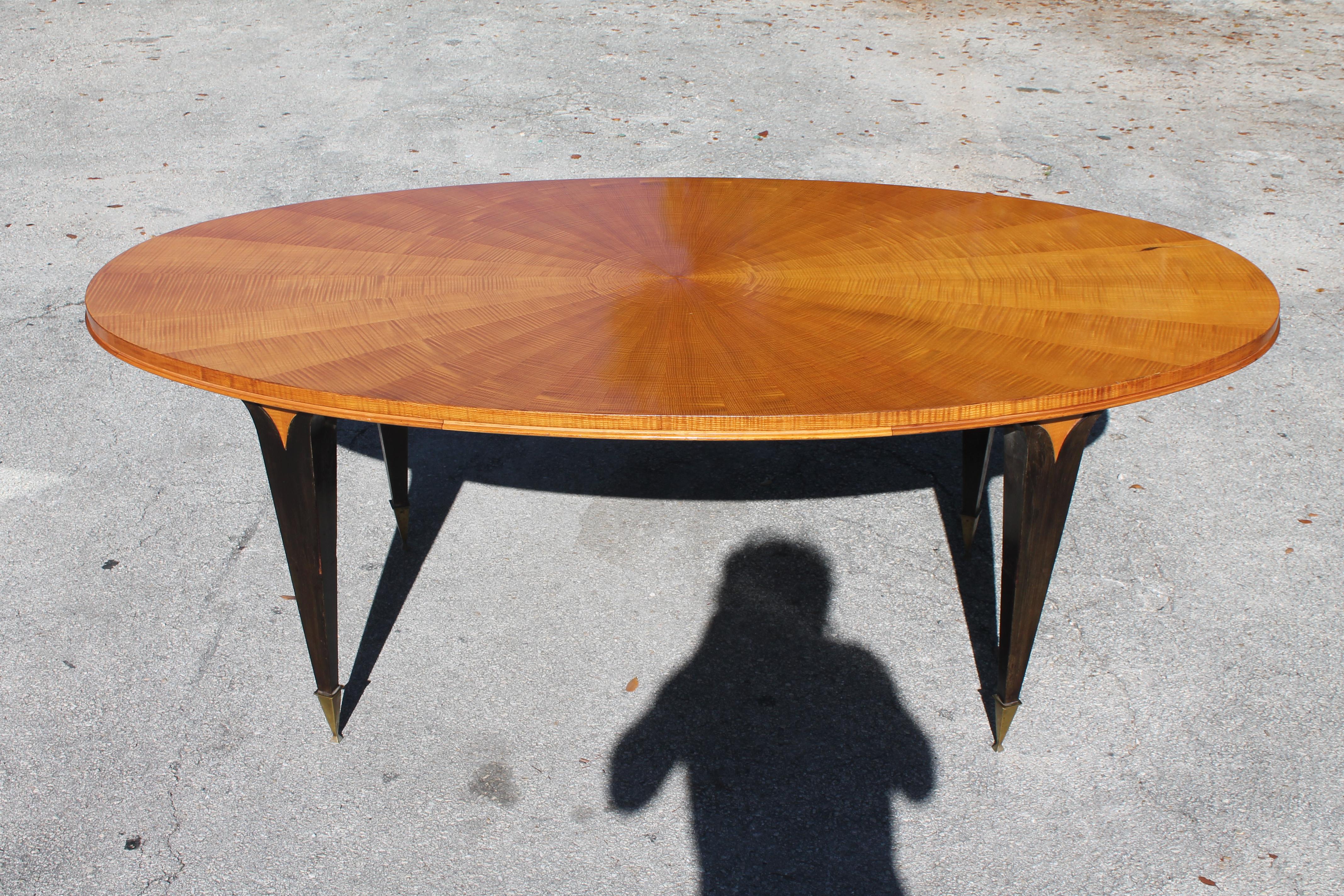1940's French Art Deco Spectacular Sycamore Inlaid "Sunburst" Dining ...