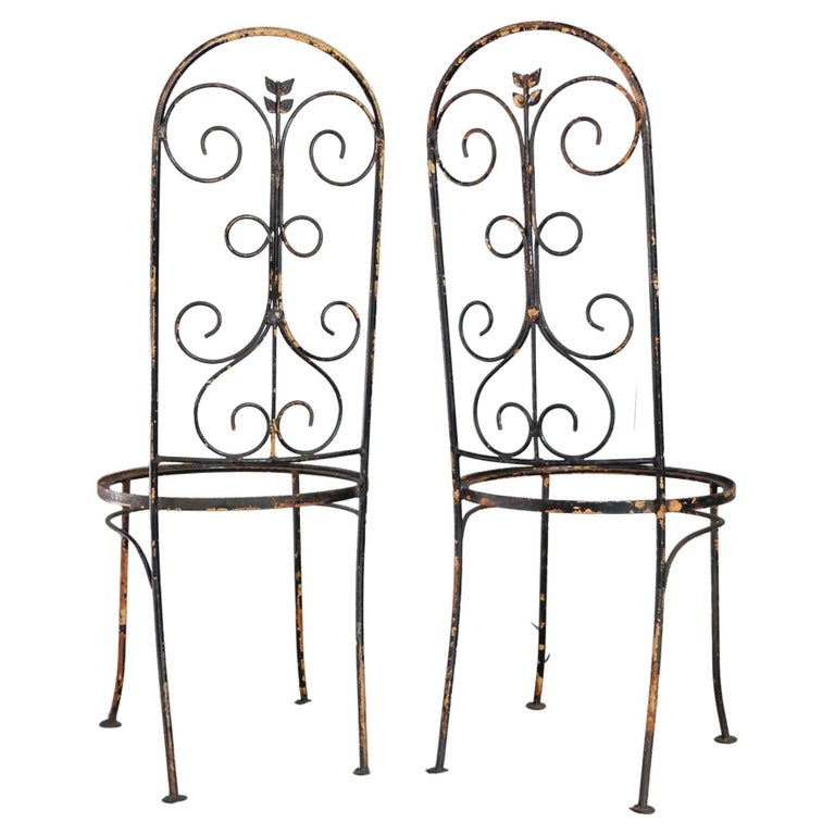 1940's French Artistic Iron Tall Back Garden Patio Chairs For Sale at ...