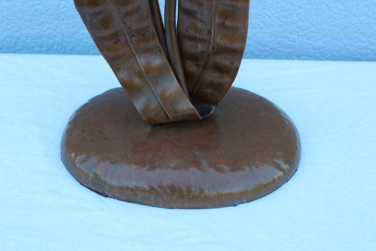 1940's French Copper Flower Table Lamp For Sale at 1stDibs