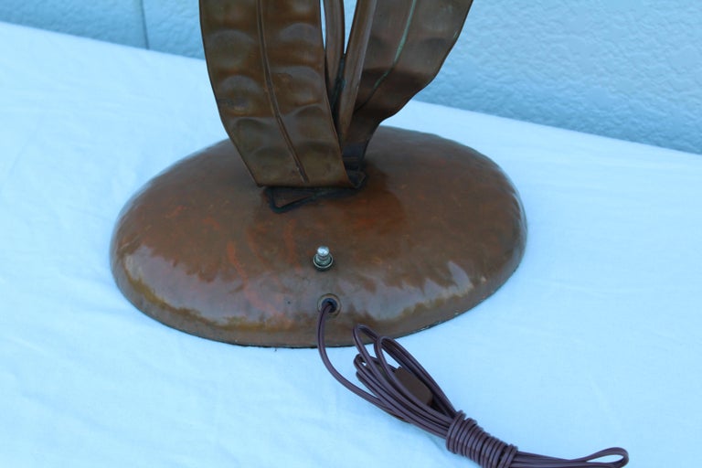 1940's French Copper Flower Table Lamp For Sale at 1stDibs