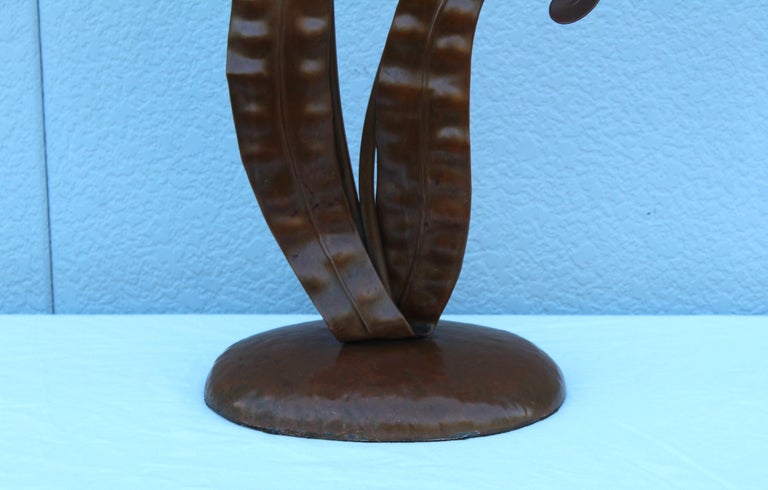 1940's French Copper Flower Table Lamp For Sale at 1stDibs