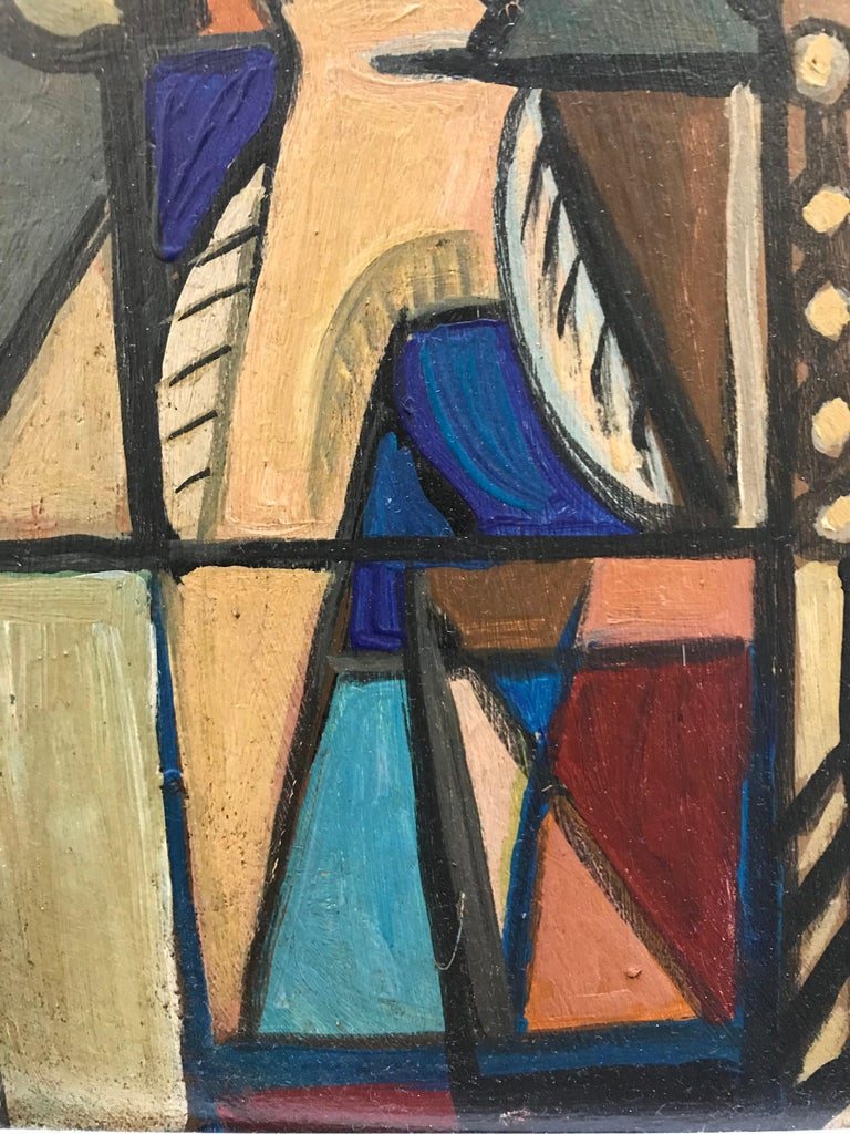 1940s French Cubist Oil Painting on Cardboard at 1stDibs