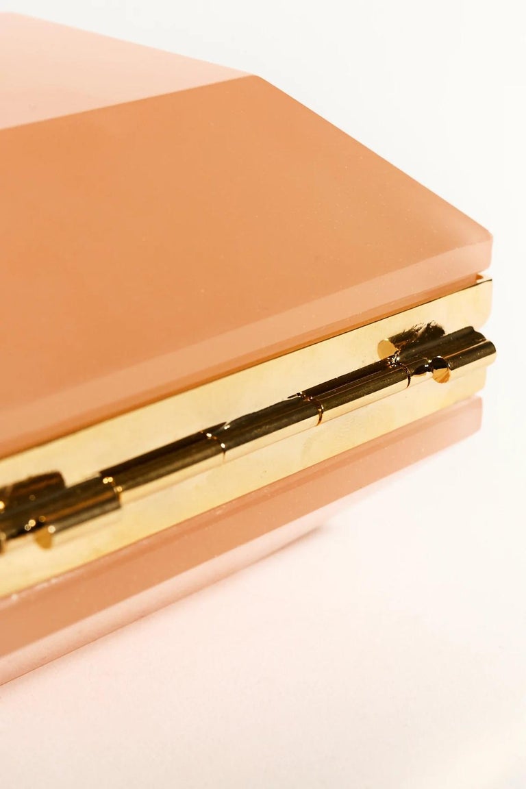 1940s French Dusty Pink Faceted Glass Jewelry Box For Sale at 1stDibs
