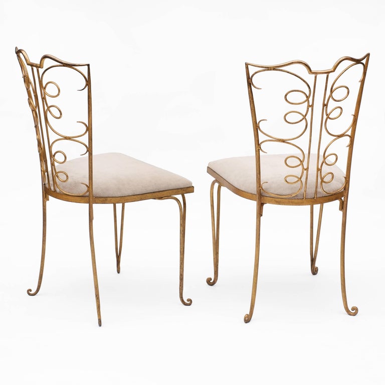 1940s French Gilt Side Chairs Attributed to Rene Prou at 1stDibs