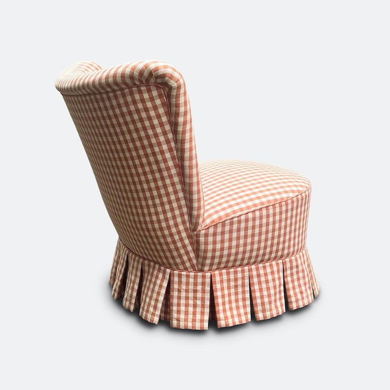 1940s French Gingham Upholstered Chairs For Sale at 1stDibs