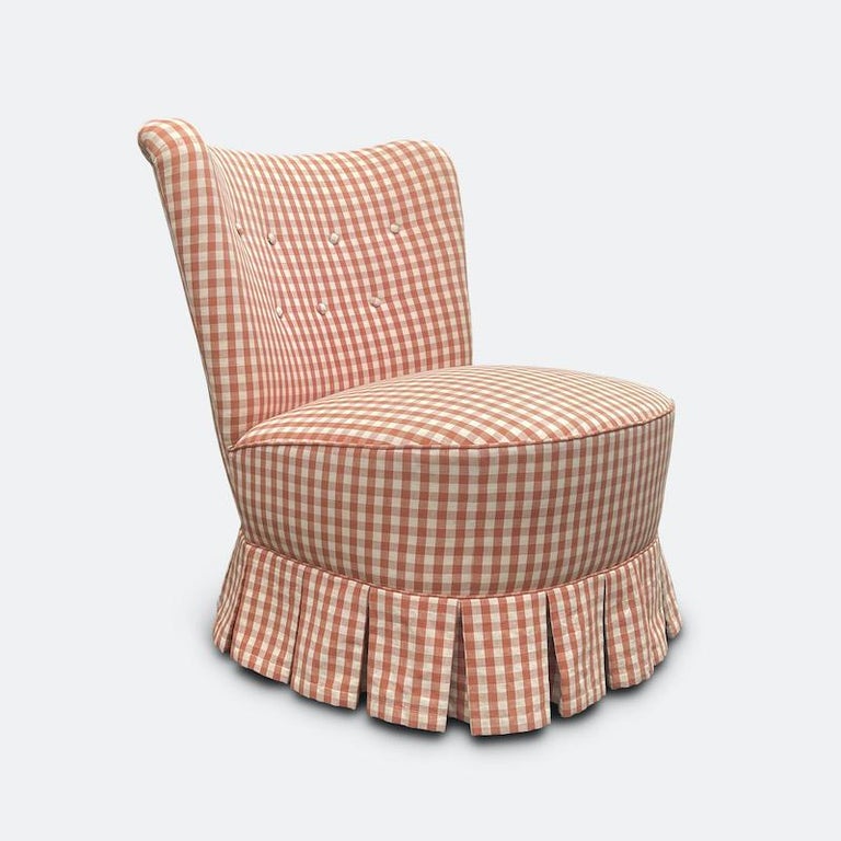 1940s French Gingham Upholstered Chairs For Sale at 1stDibs