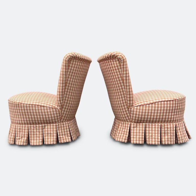 1940s French Gingham Upholstered Chairs For Sale at 1stDibs