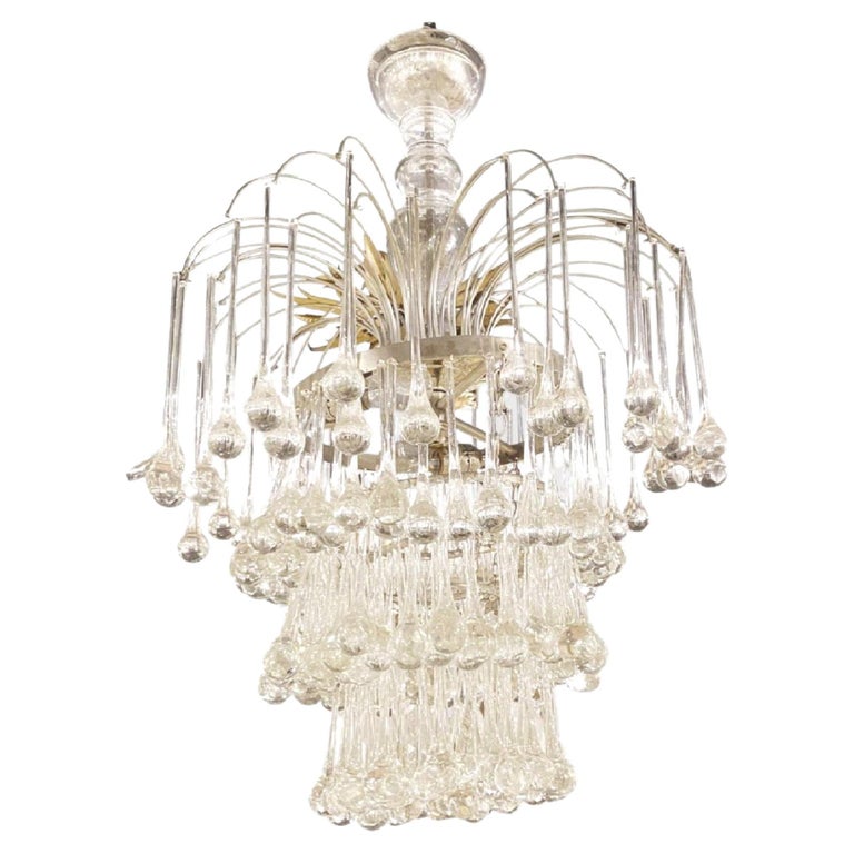 1940’s French Glass Drop Crystals Chandelier For Sale at 1stDibs