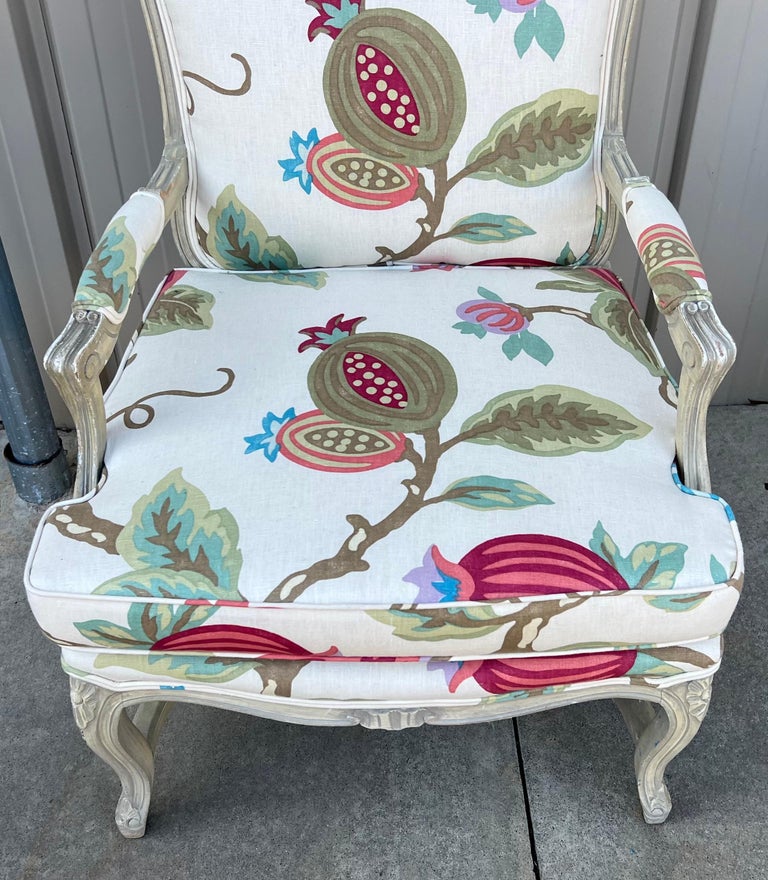1940s French Louis XV Style Gray Painted Bergere Chairs in Lee Jofa ...
