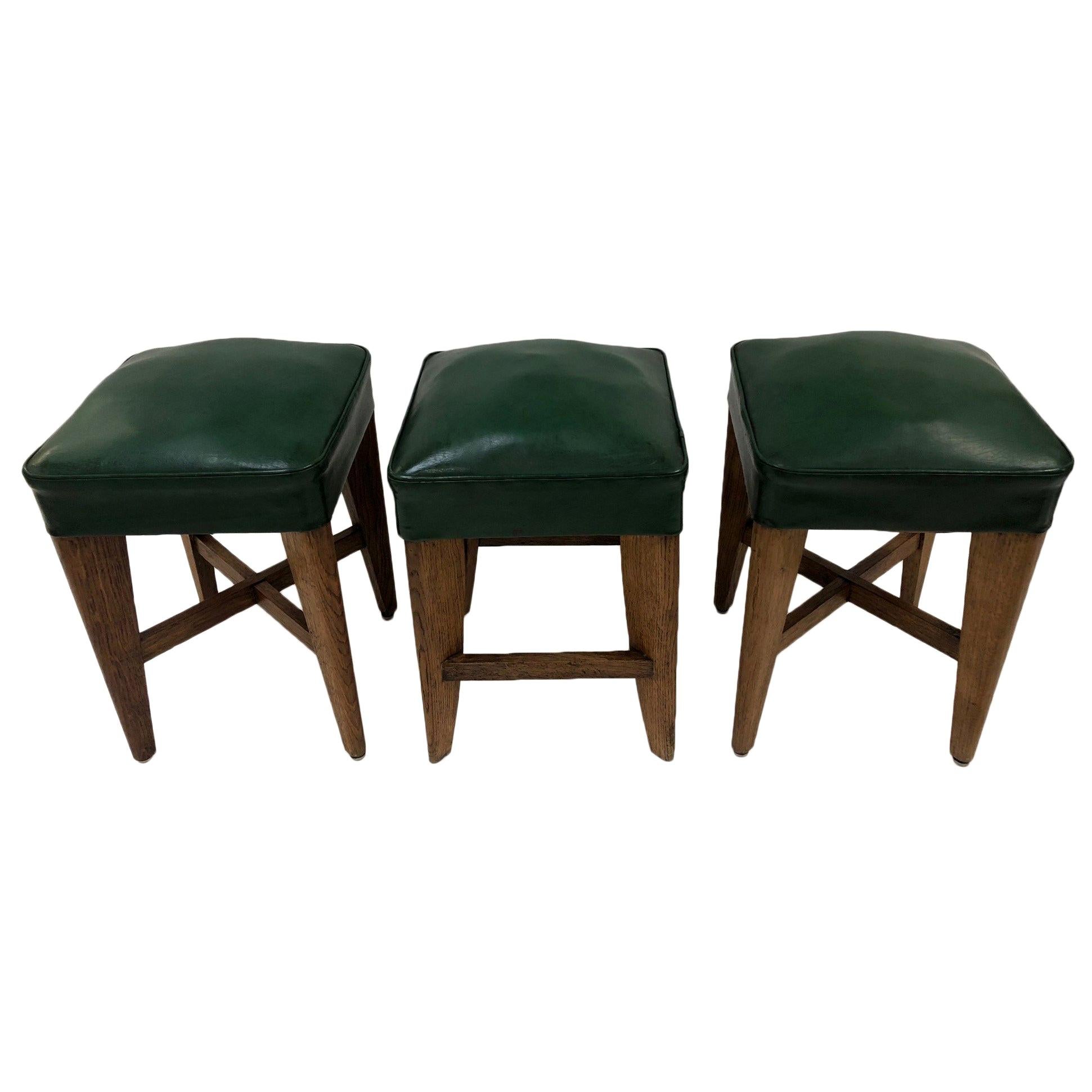 Six French 1940s Tubular Chromed Base Stools For Sale at 1stDibs