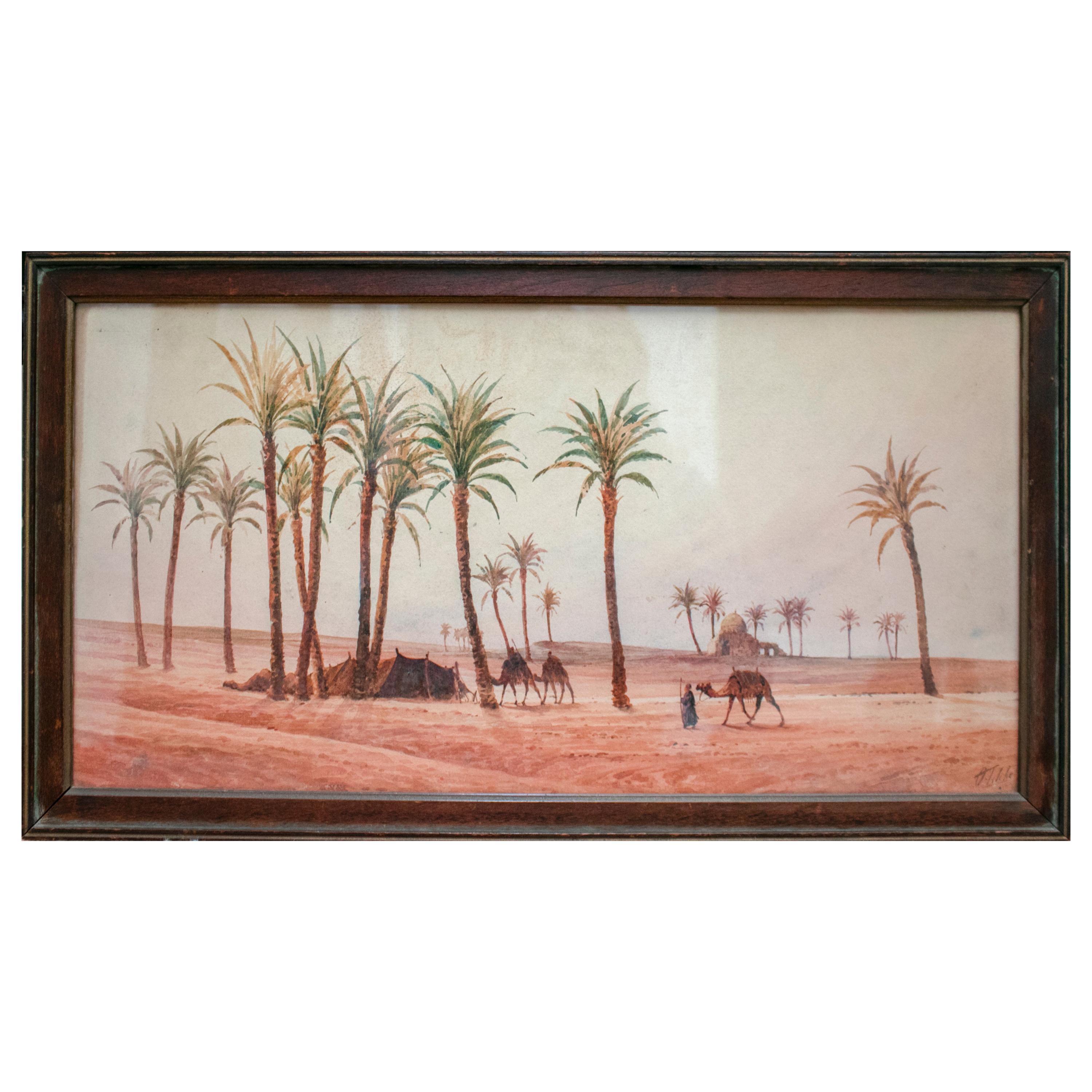 Orientalist Watercolor Painting of a Merchant at 1stDibs