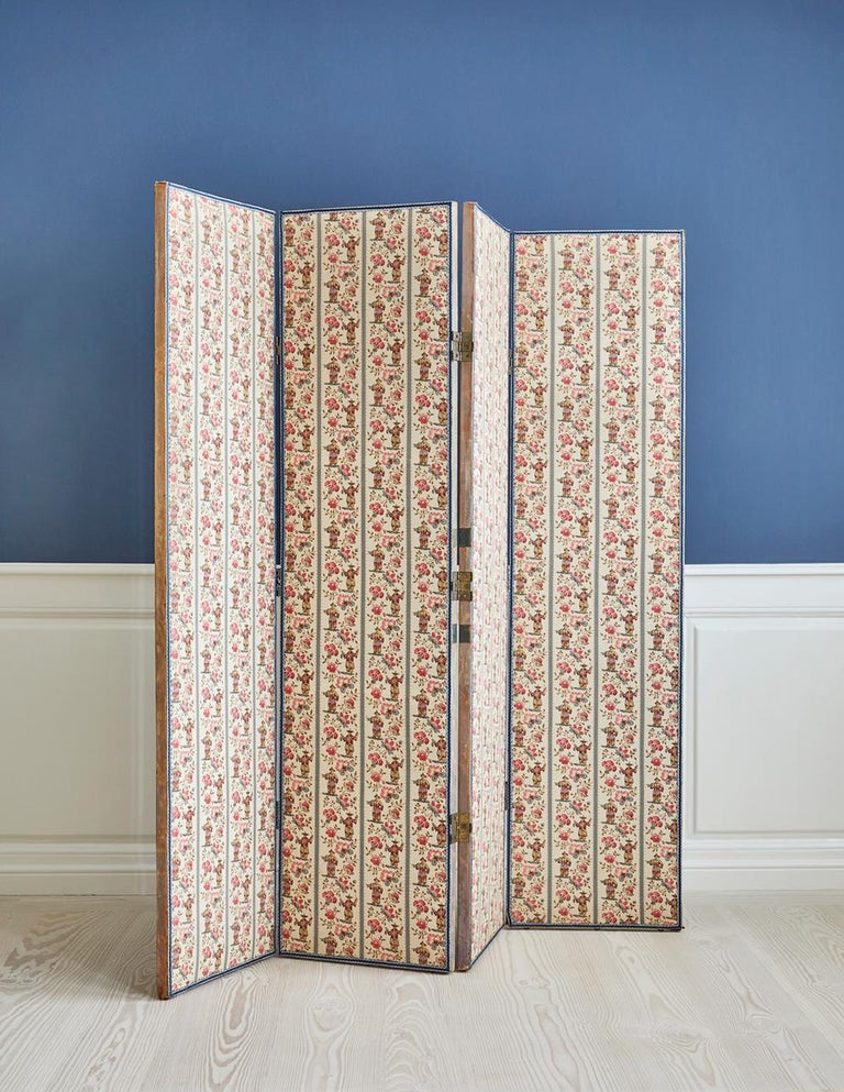 1940s French Paravent with Textile at 1stDibs
