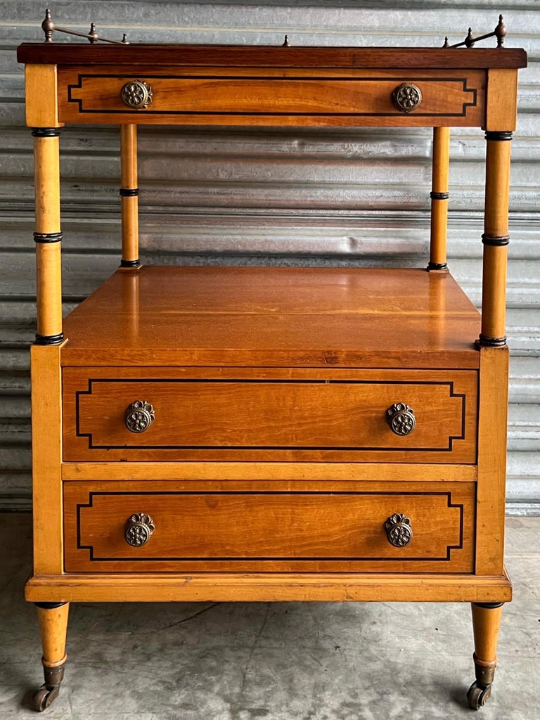 1940s French Regency Style Faux Bamboo Inspired Side Tables / Nightstands, 2 at 1stDibs