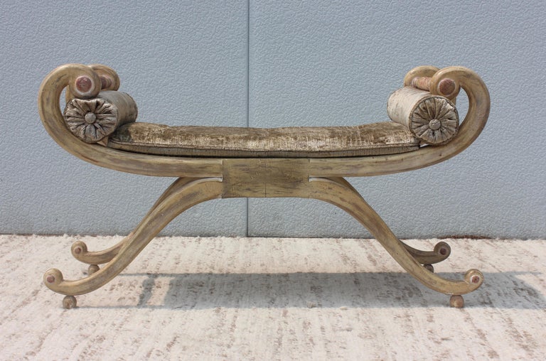 1940s French Scroll Arm Bench at 1stDibs