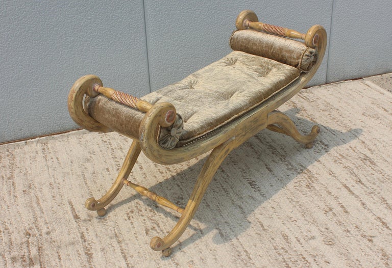 1940s French Scroll Arm Bench at 1stDibs