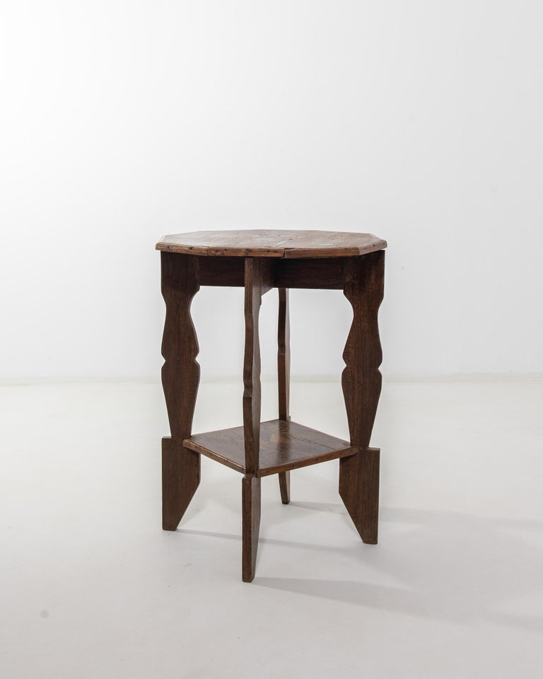 1940s French Wooden Side Table with Marquetry Detail For Sale at 1stDibs