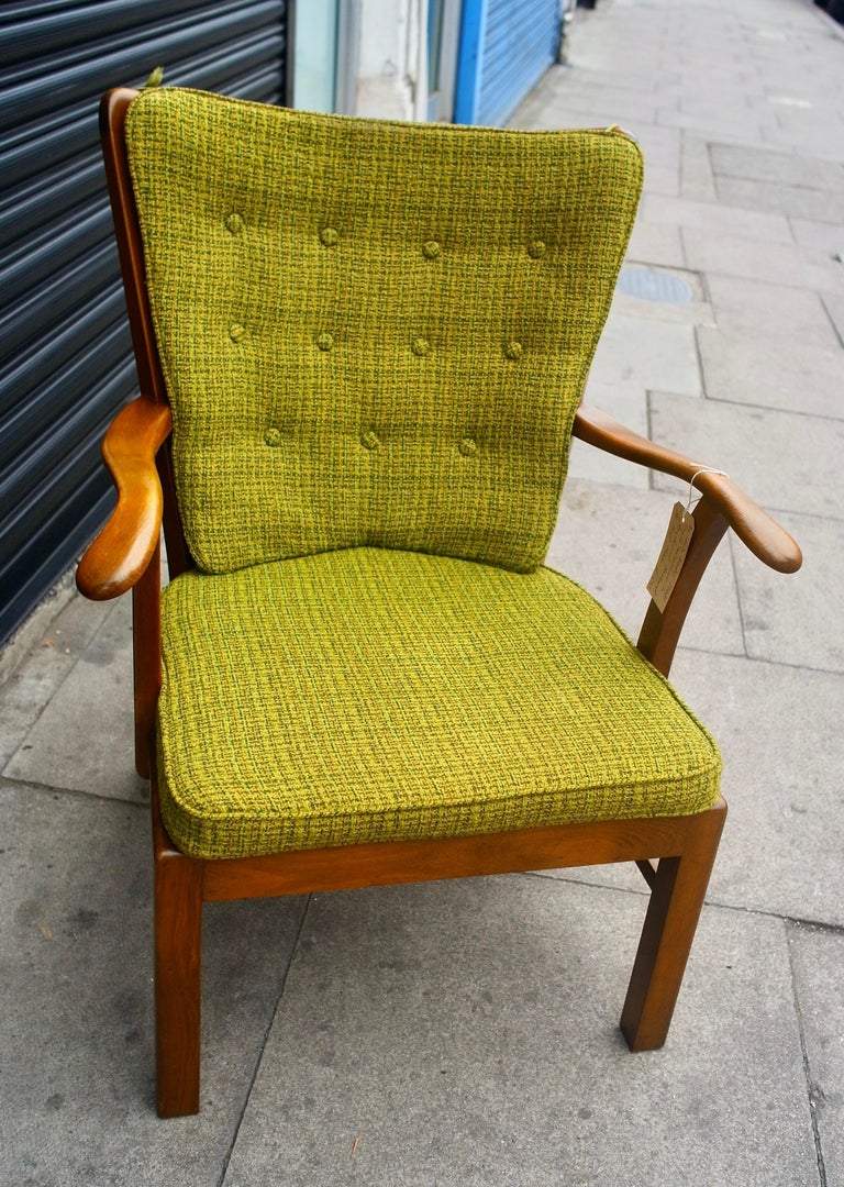 1940s Fritz Hansen Beech Armchair by Soren Hansen Model 1628, Denmark ...