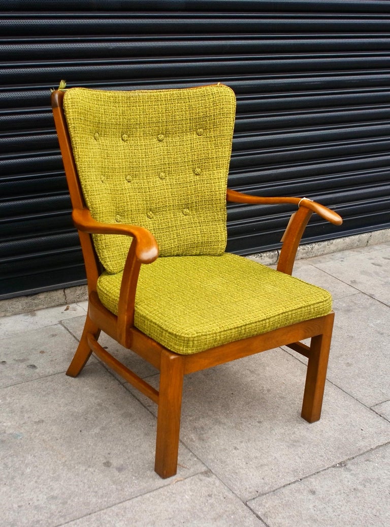 1940s Fritz Hansen Beech Armchair by Soren Hansen Model 1628, Denmark ...