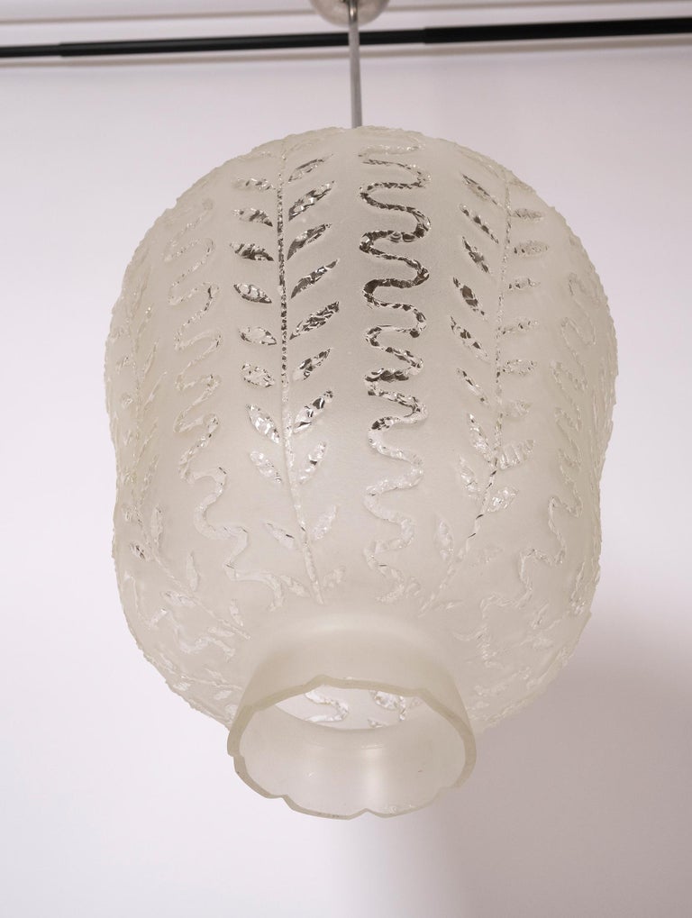 1940s Frosted glass with Relief Decoration Pendant Light For Sale at ...