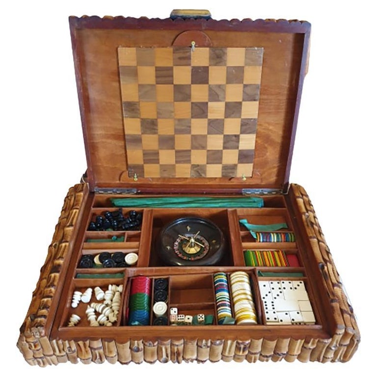 1940s Gorgeous Game Box in Bamboo. Made in Italy For Sale at 1stDibs