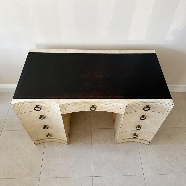 1940's Grosfeld House Nine Drawer Leather Top Desk at 1stDibs