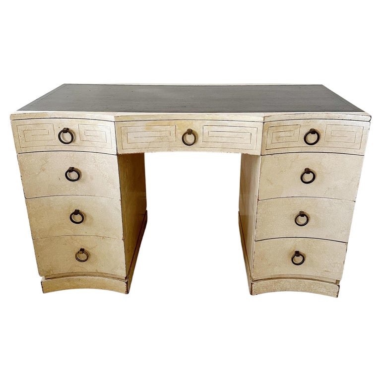 1940's Grosfeld House Nine Drawer Leather Top Desk at 1stDibs